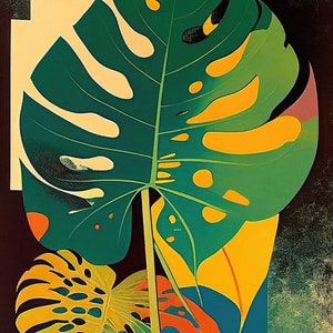 Set of Six Monstera Leaf Paintings - 6 Botanical Art Prints - Photo ...