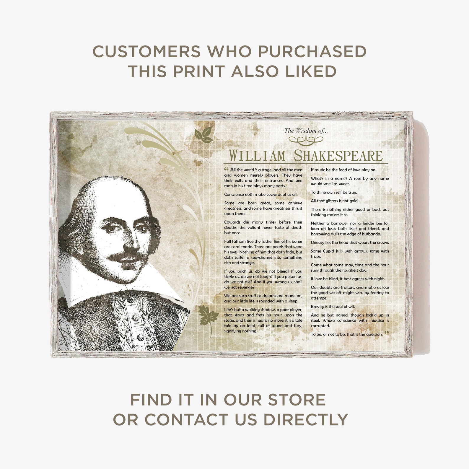 William Shakespeare Poem All the World's a Stage - Etsy