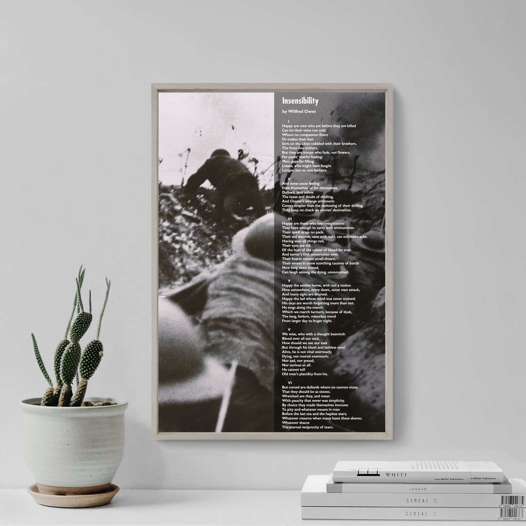 Insensibility Poem by Wilfred Owen - Art Print Poster Gift Photo Quote ...