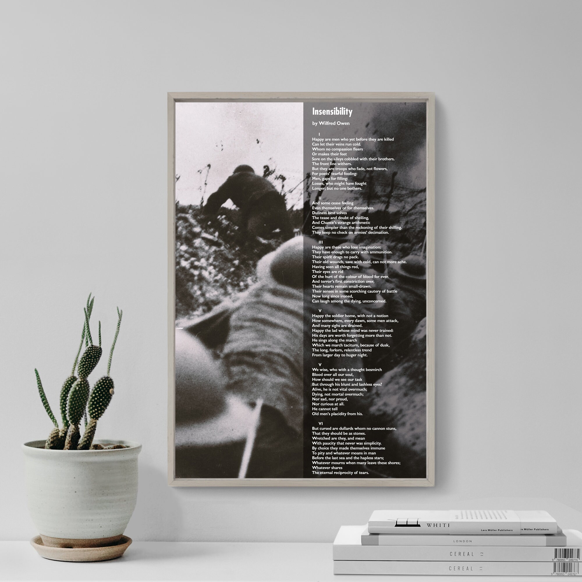 Insensibility Poem by Wilfred Owen - Art Print Poster Gift Photo Quote ...