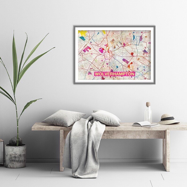 Wolverhampton Map Original Art Print City Street Map of | Etsy