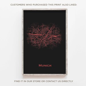 Munich Map - Original Art Print - City Street Map of Munich, Germany ...