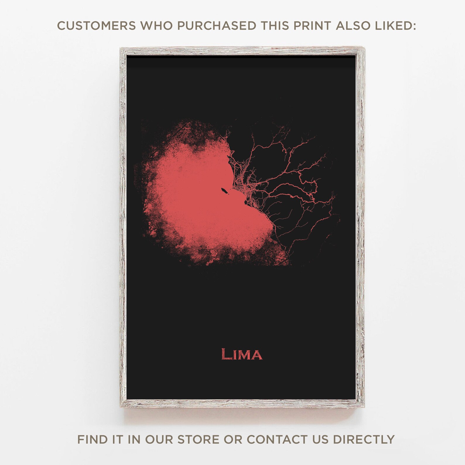 Lima City Map Original Art Print City Street Map of Lima, Peru Poster ...