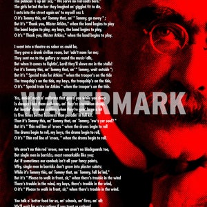 Rudyard Kipling Poem - Tommy - Poster Original Art Print Photo Poetry ...