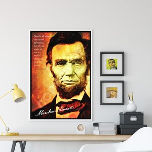 Abraham Lincoln Original Art Print With Quote - Photo Poster Gift Wall ...