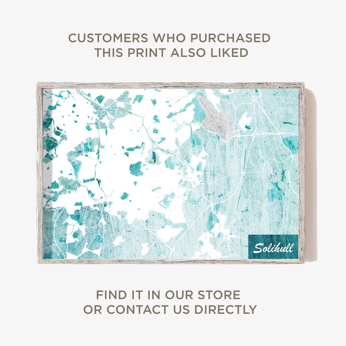 Solihull Map - Original Art Print - City Street Map of Solihull ...