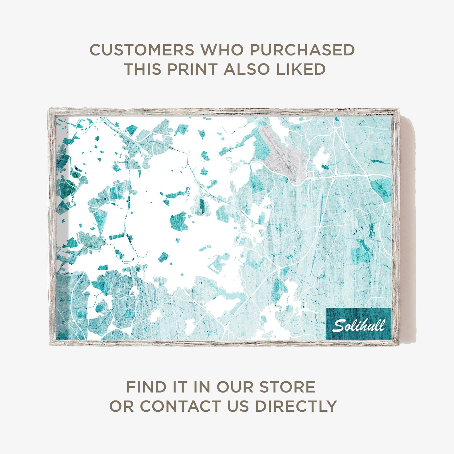 Solihull Map Original Art Print City Street Map of | Etsy