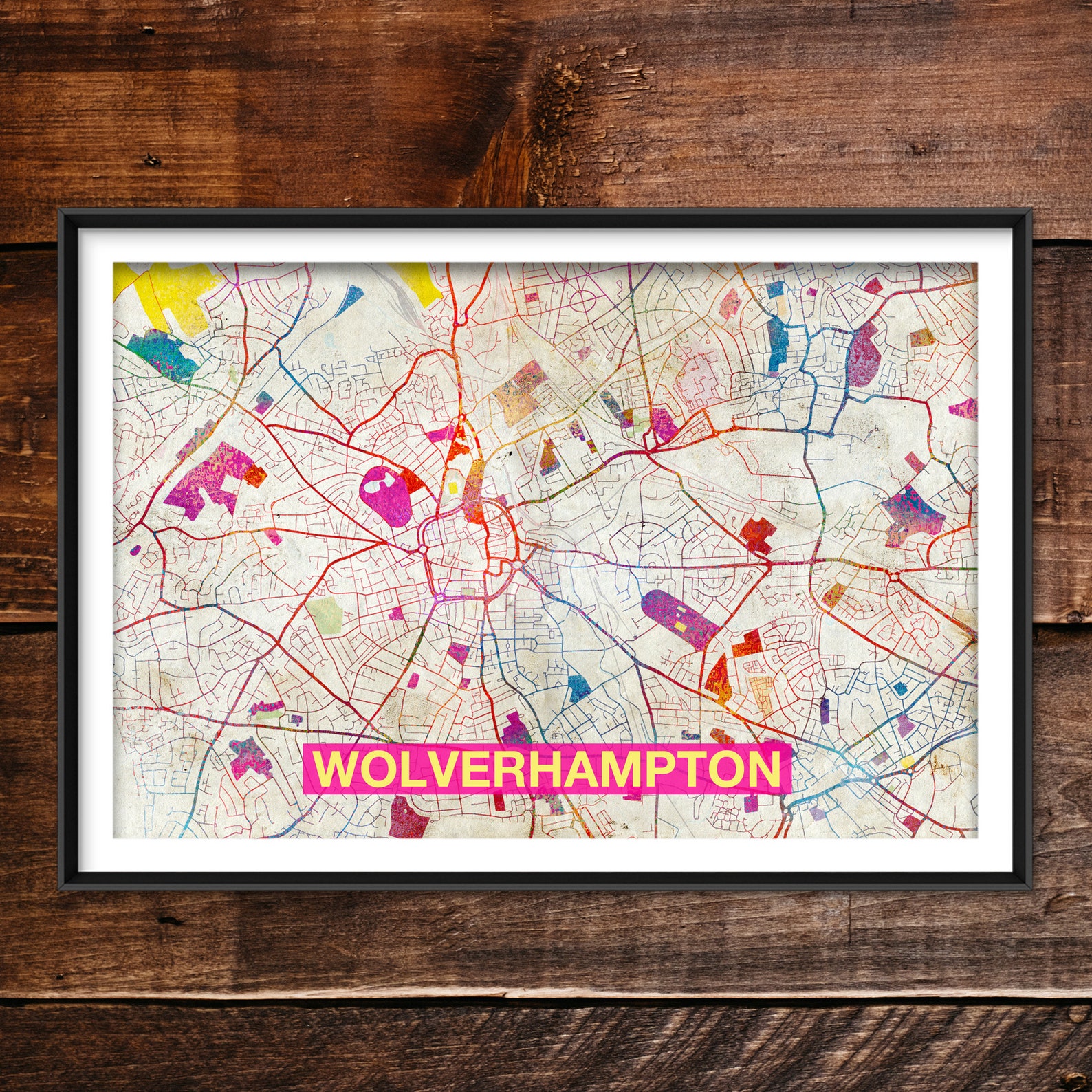 Wolverhampton Map Original Art Print City Street Map of | Etsy