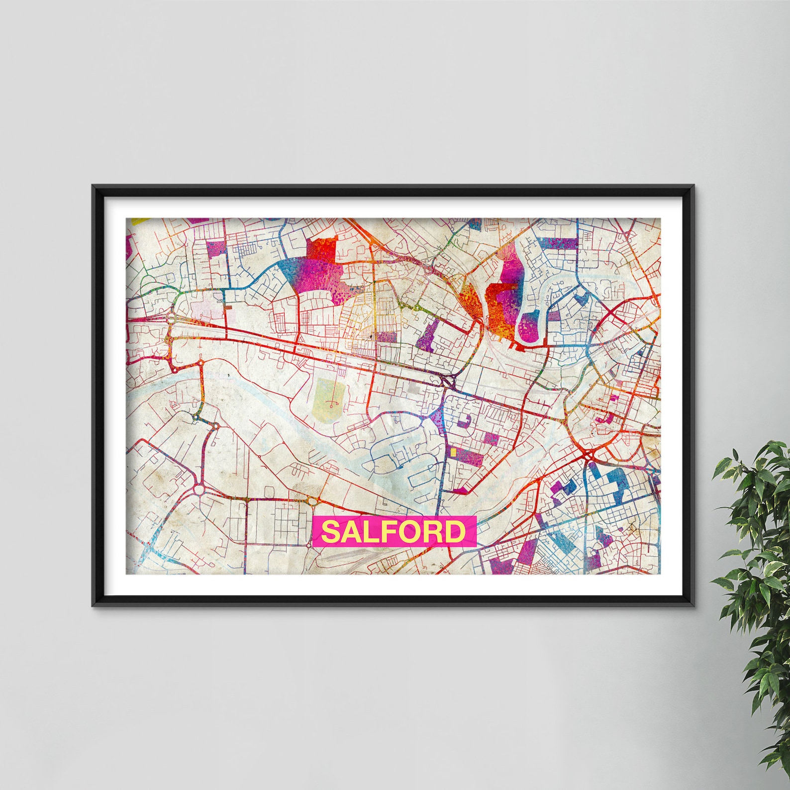 Salford Map Original Art Print City Street Map of Salford - Etsy UK