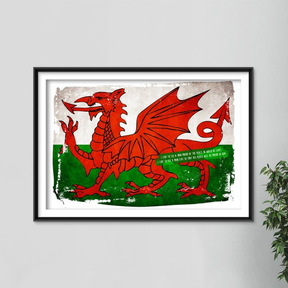 Welsh Flag Motivational Print National Pride Quote Unique | Etsy UK
