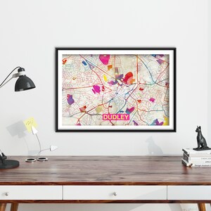 Dudley Map - Original Art Print - City Street Map of Dudley, England ...