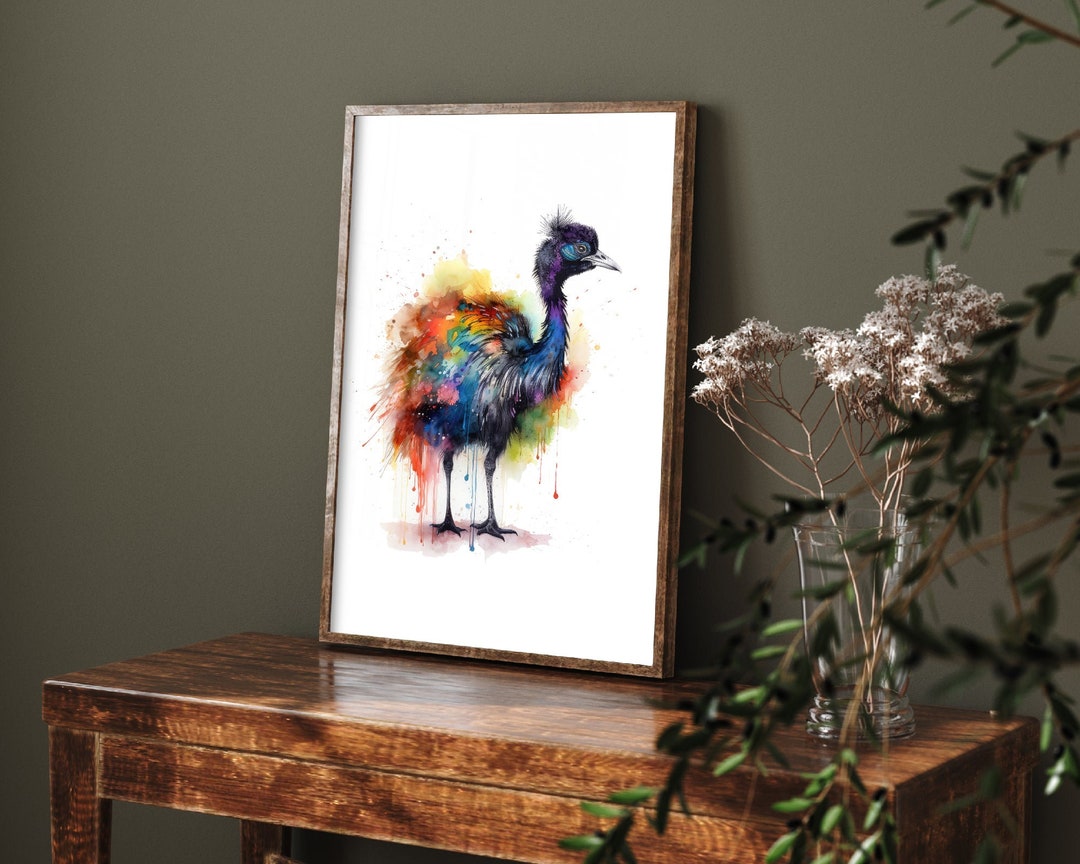 Watercolour Animal Emu - Art Print Poster Painting - Museum Quality ...