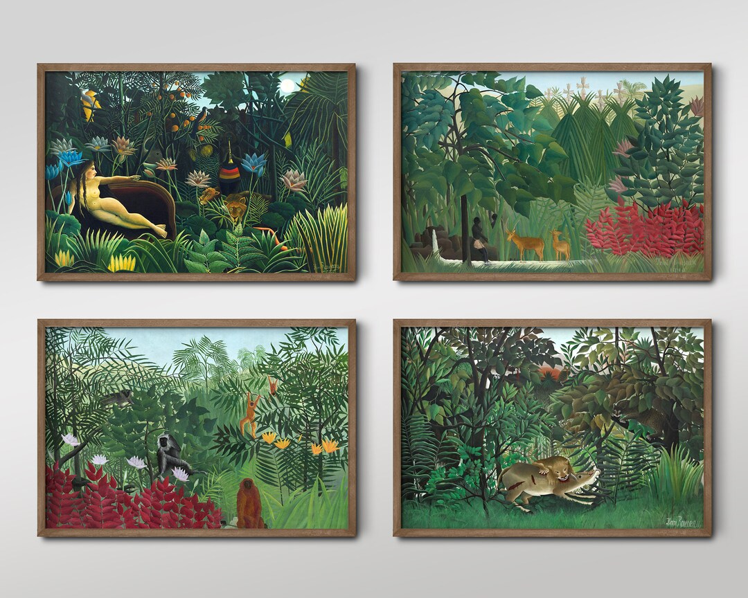 Set of Four Henri Rousseau Prints - 4 Classic Paintings - Photo Poster ...