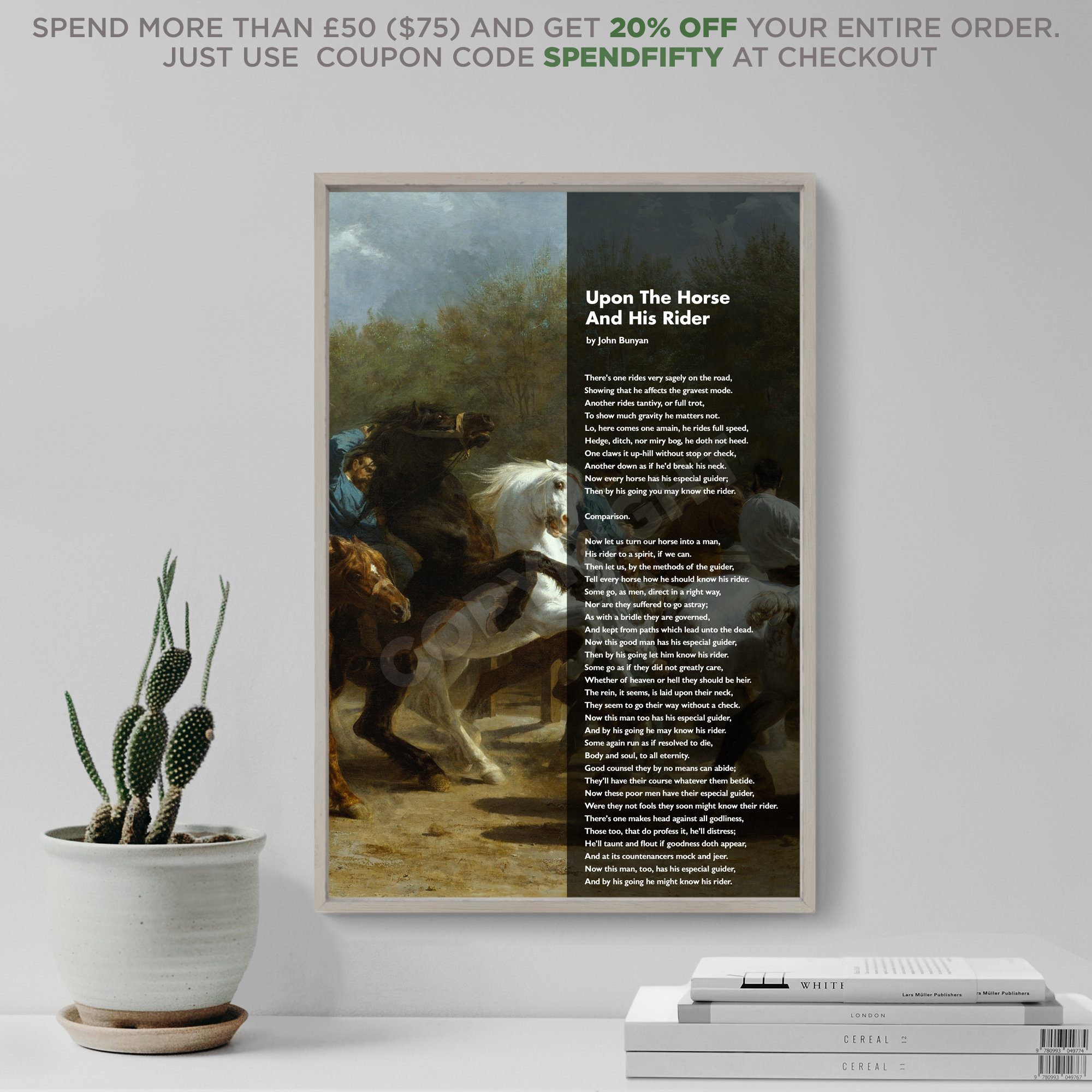 Upon the Horse and His Rider Poem by John Bunyan Art Print - Etsy UK