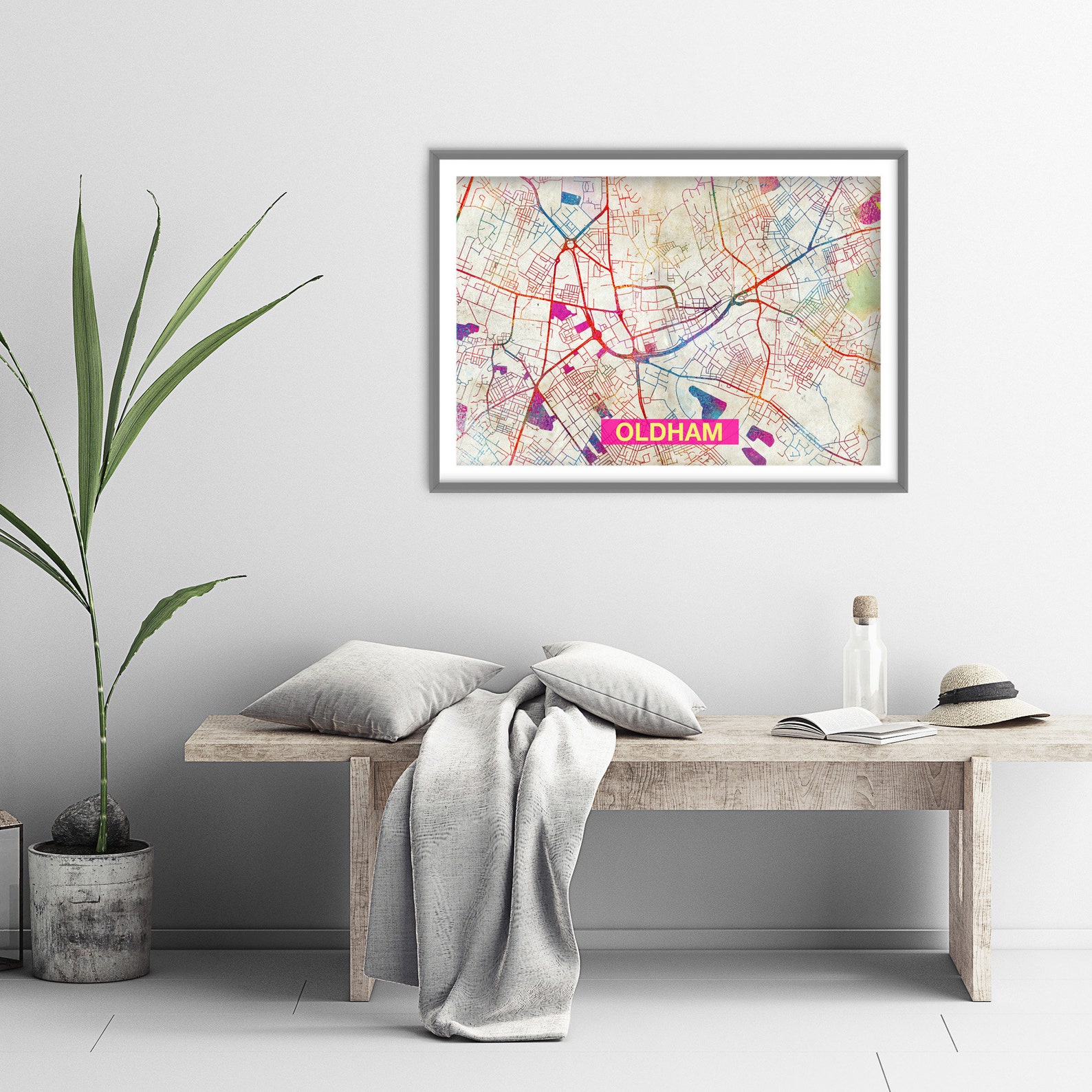 Oldham Map Original Art Print City Street Map of Oldham - Etsy