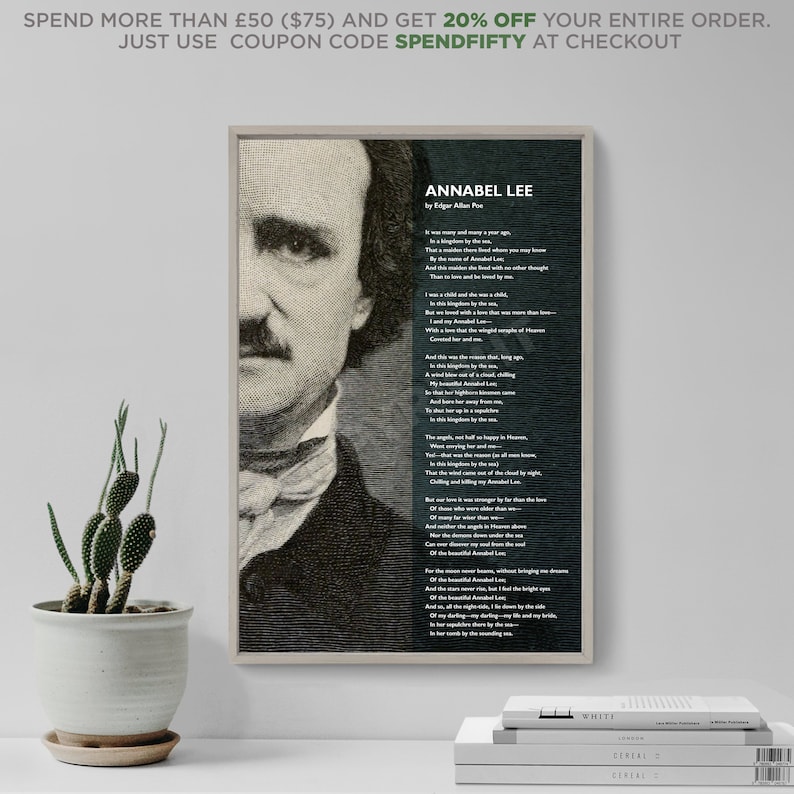 Edgar Allan Poe Poem Annabel Lee Poster Original Art Print - Etsy UK