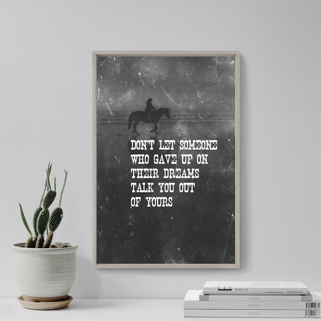Horse Riding Motivational Quote Poster - "don't Give up on Your Dreams ...