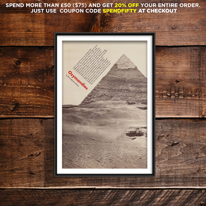 Ozymandias Poem by Percy Bysshe Shelley The Pyramid / Sphinx | Etsy