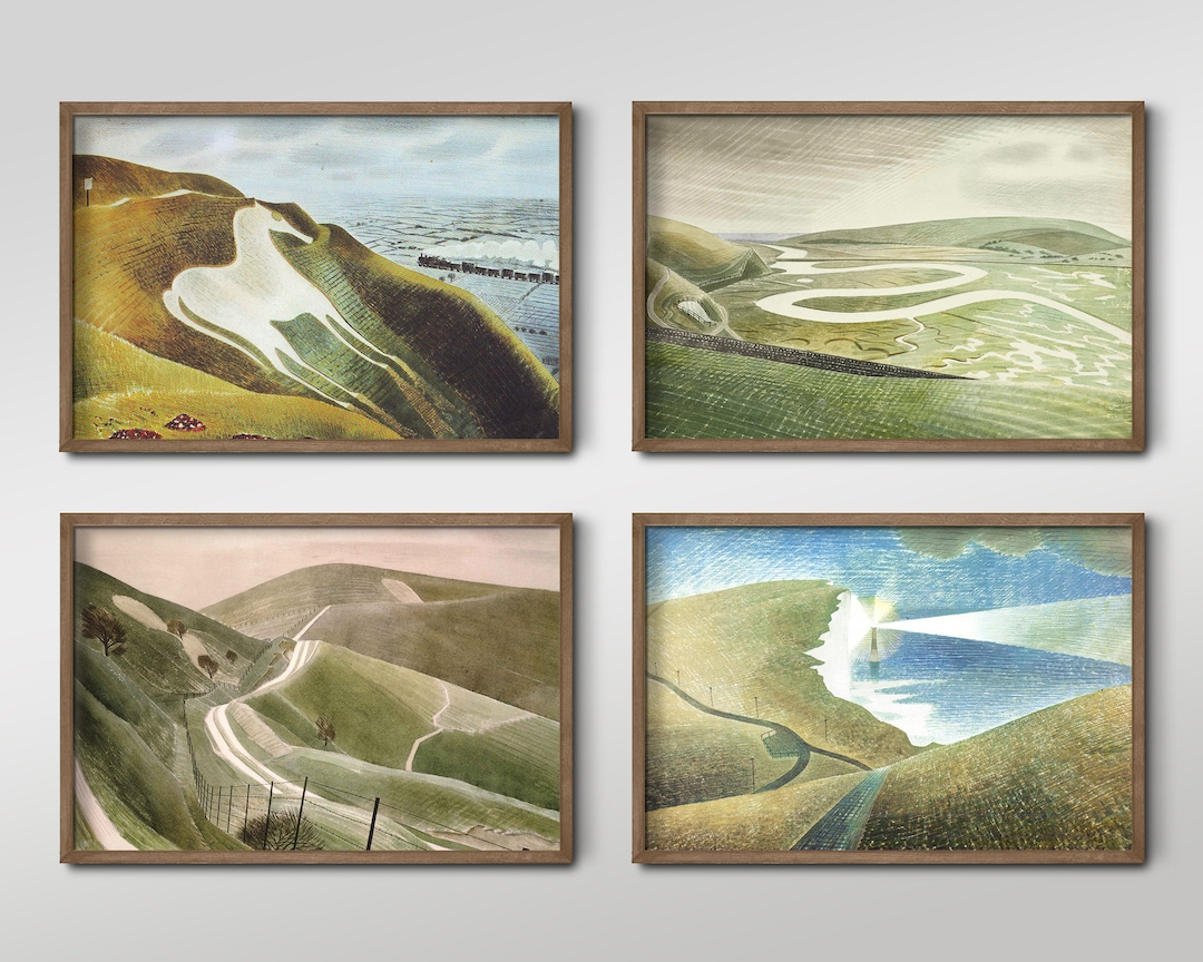 Set of Four Eric Ravilious Prints - 4 Classic Paintings - Photo Poster ...
