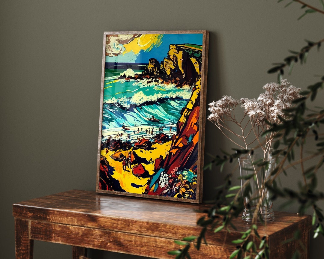 Cornwall Posters Bright Pollock Newquay - Art Print Poster Painting ...