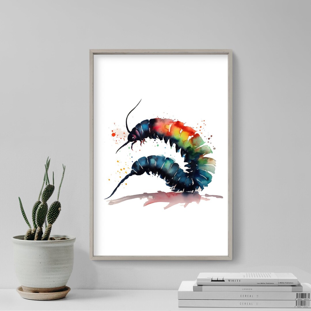 Watercolour Animal Centipede - Art Print Poster Painting - Museum ...