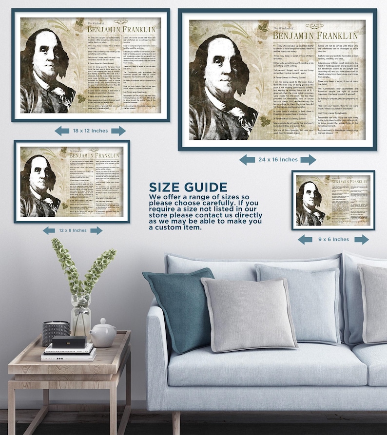 Benjamin Franklin Greatest Quotes - Original Art Print Featuring His ...
