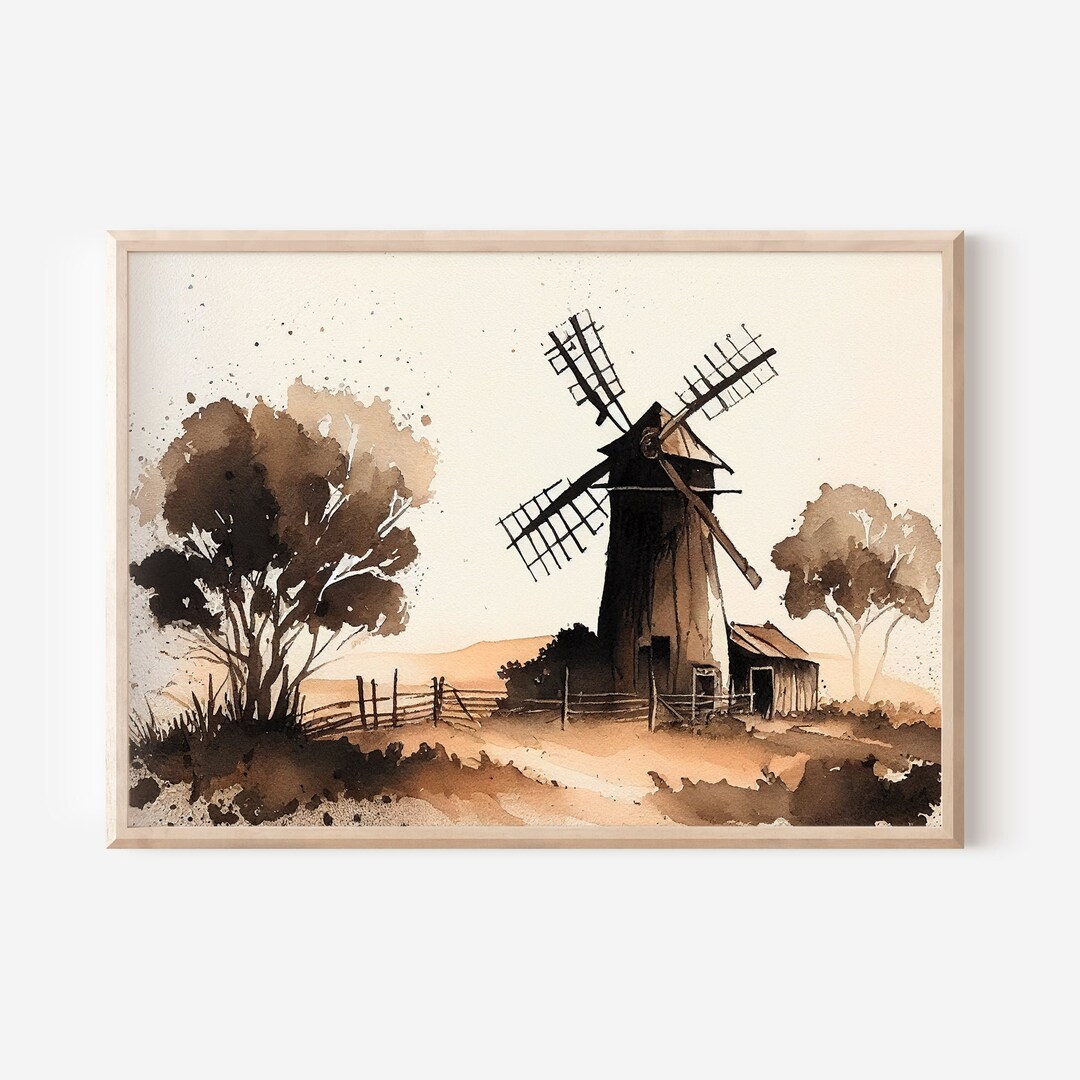 Rustic Windmills 1 Art Print Poster Painting Giclee Home Wall Décor - Etsy