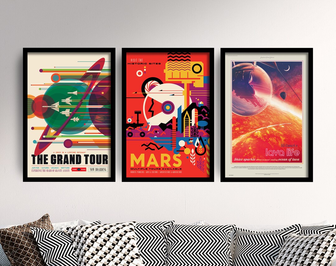 Set of Three Futuristic Space Prints - 3 Posters - Photo Wall Art Gift ...