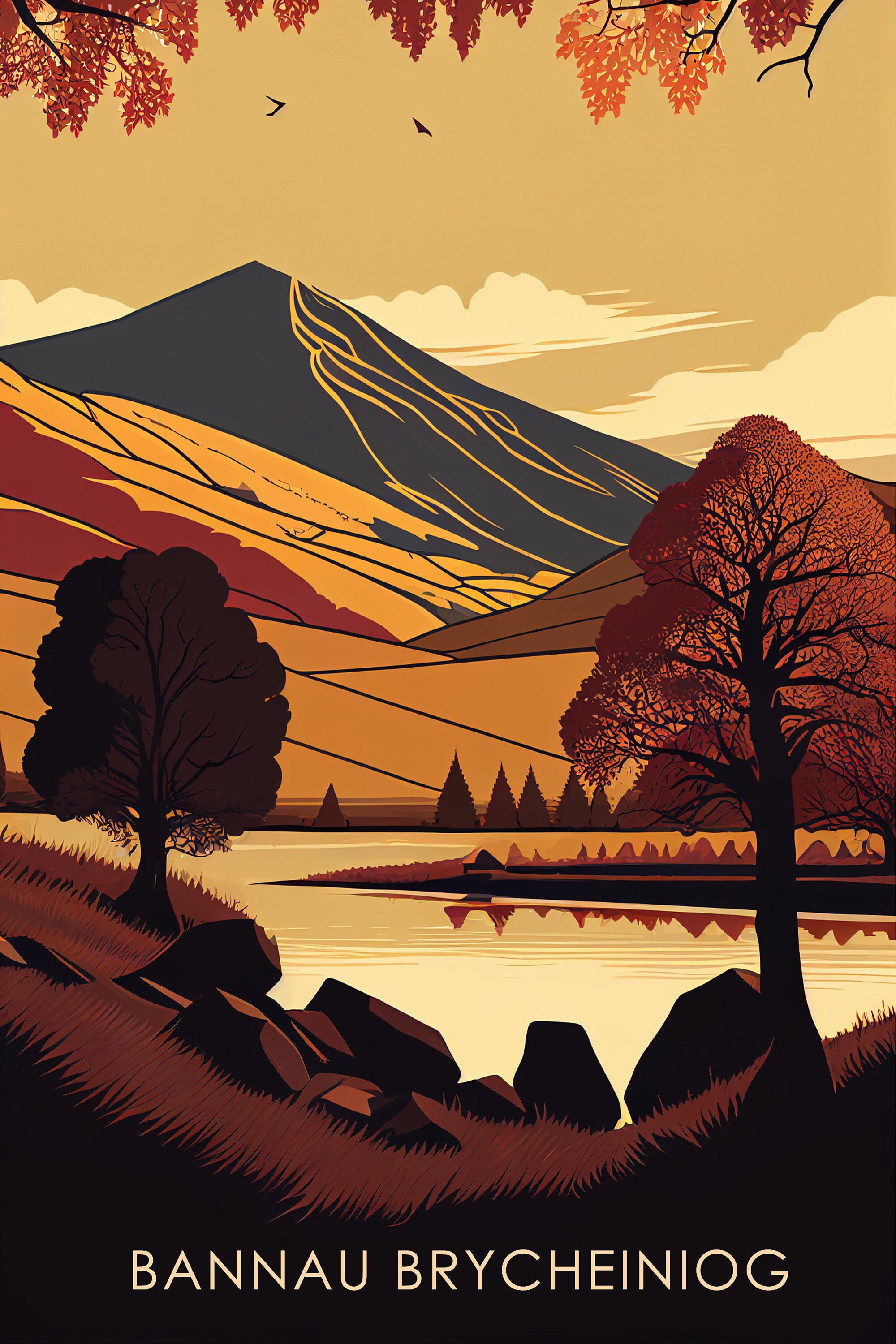 Set of Three Welsh Locations in Autumn Travel Posters (welsh Names ...