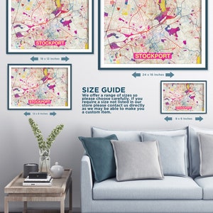 Stockport Map - Original Art Print - City Street Map of Stockport ...