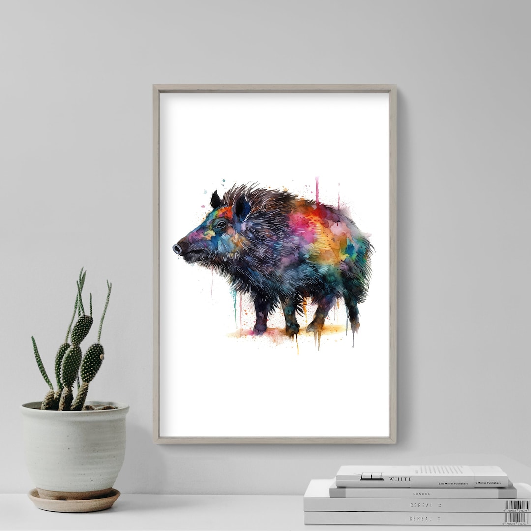 Watercolour Animal Collared Peccary - Art Print Poster Painting ...