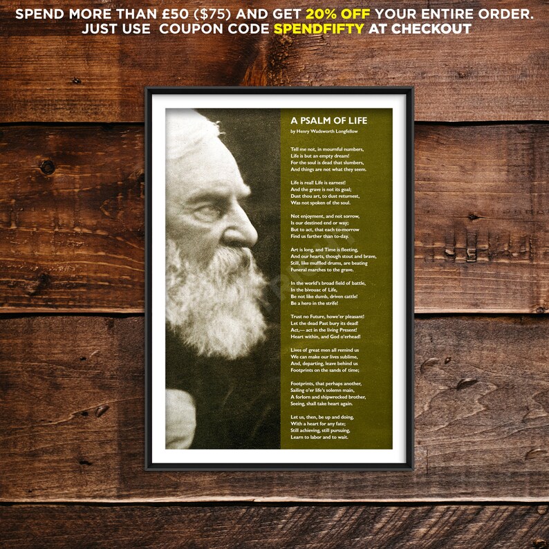 Henry Wadsworth Longfellow Poem - A Psalm of Life- Poster Original Art ...