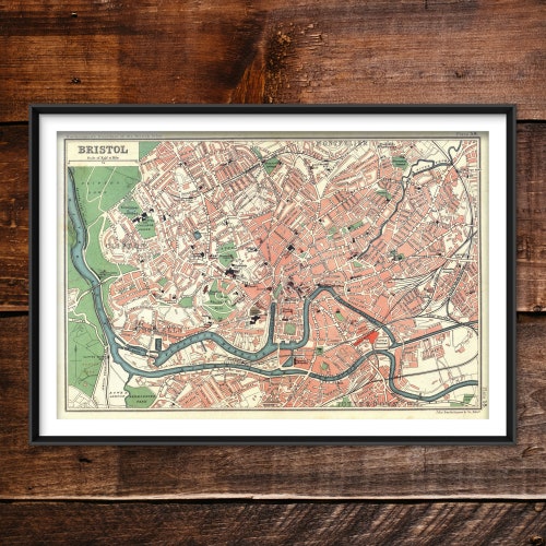 Old Map of Bristol UK 1890 Vintage Poster Wall Art Print - Etsy