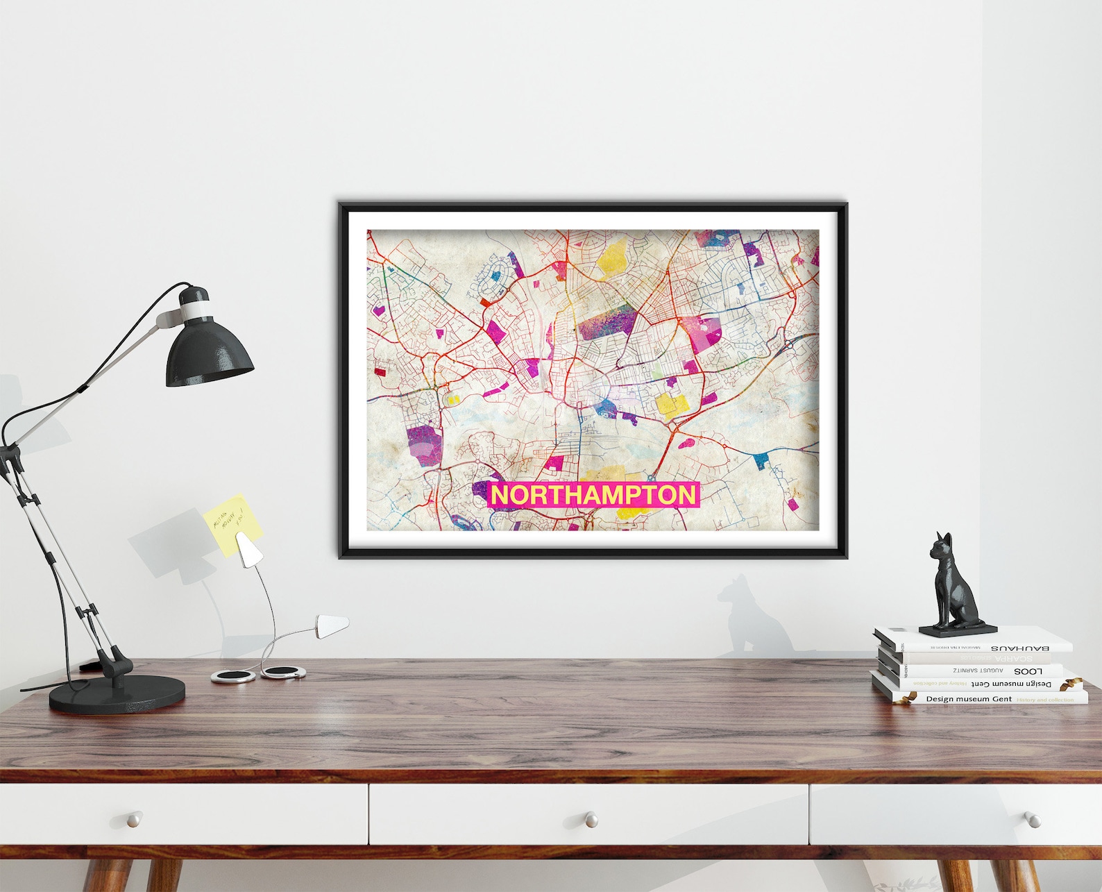 Northampton Map Original Art Print City Street Map of - Etsy