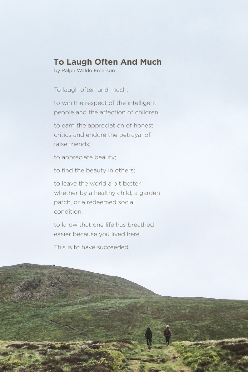 To Laugh Often and Much Poem by Ralph Waldo Emerson - Art Print Poster ...