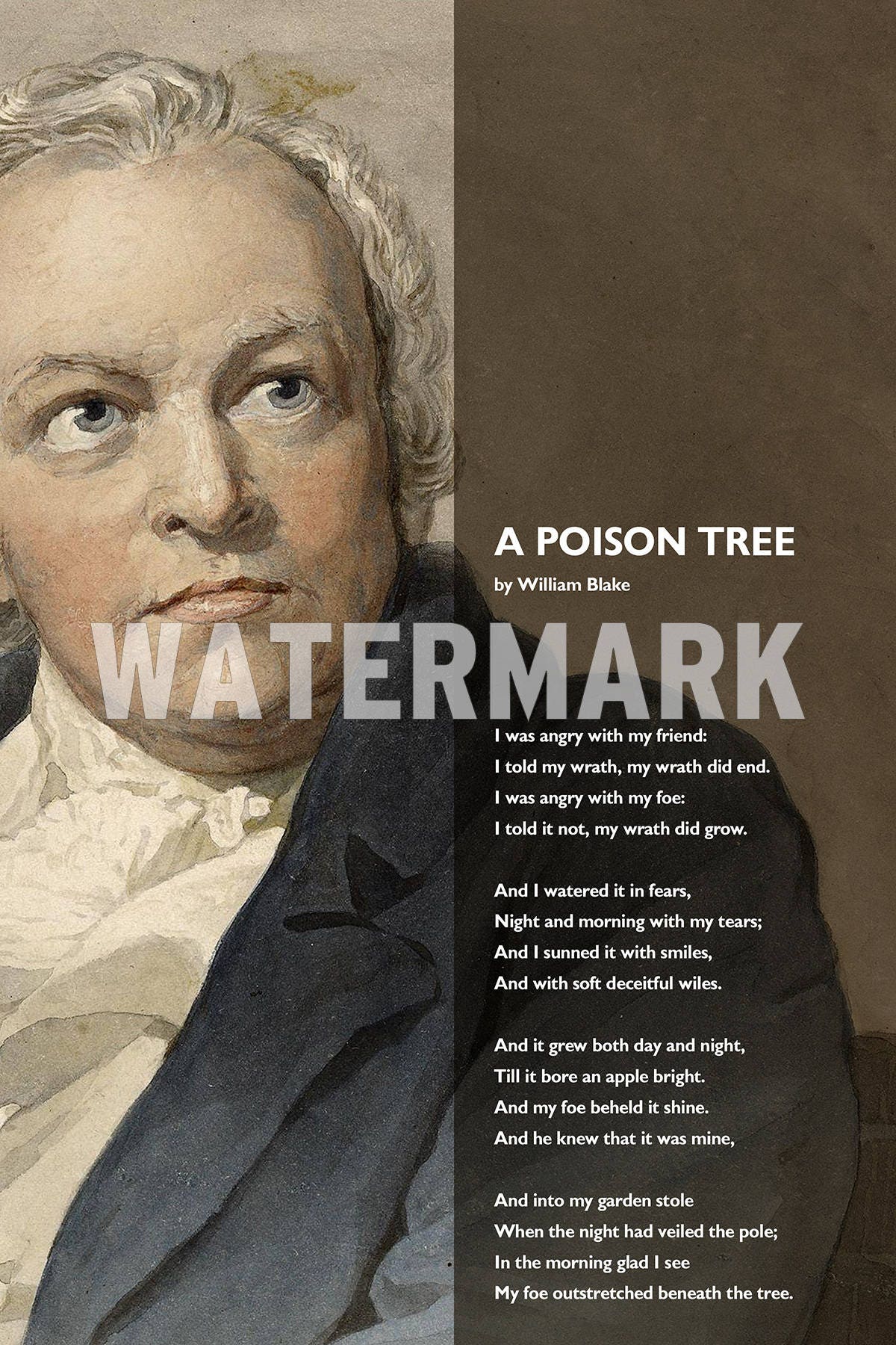 William Blake Poem - A Poison Tree - Poster Original Art Print Photo ...