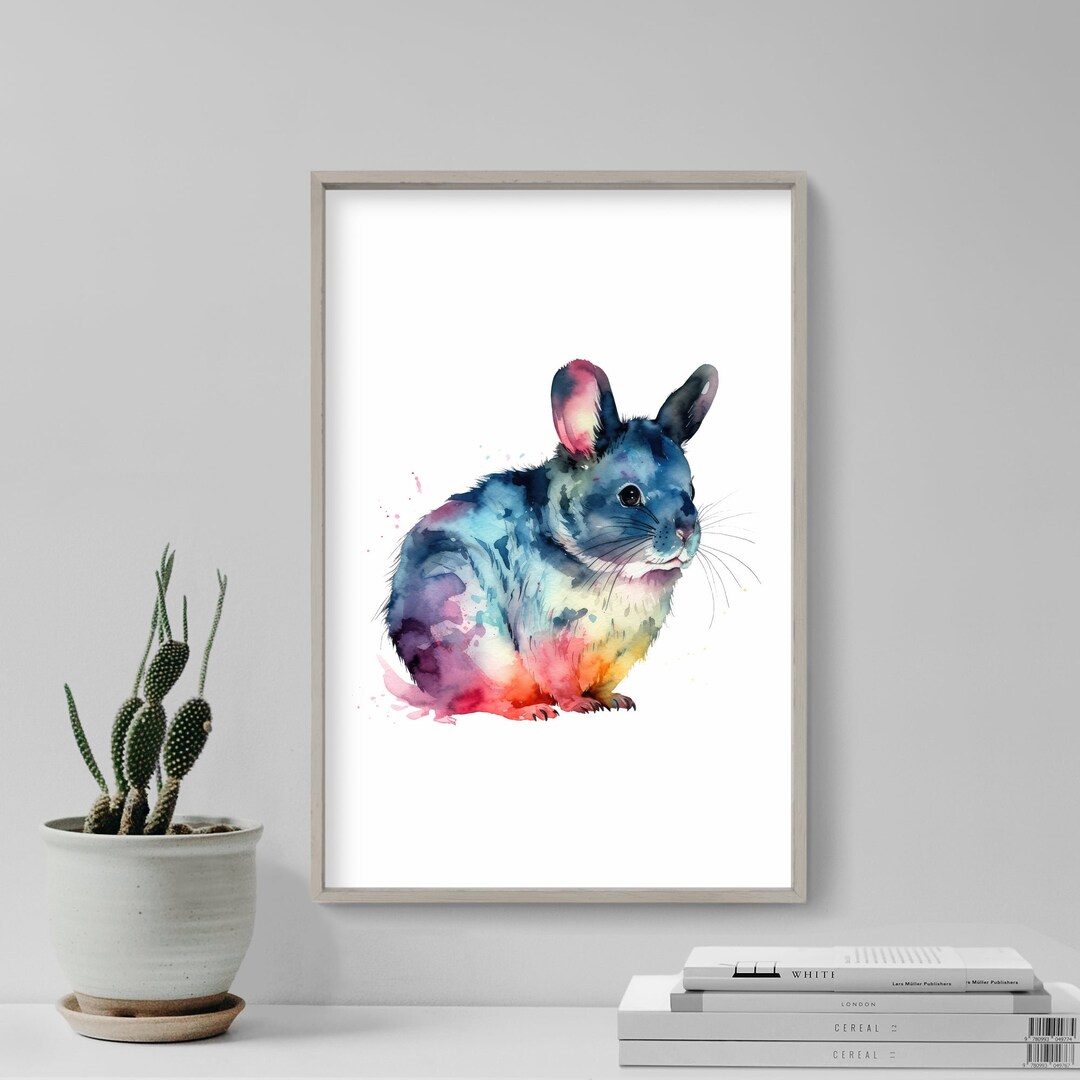 Watercolour Animal Chinchilla - Art Print Poster Painting - Museum ...