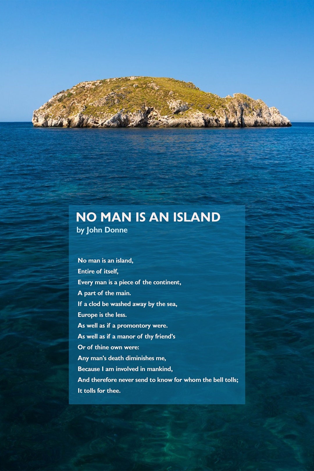 John Donne Poem - No Man is an Island - Poster Original Art Print Photo ...