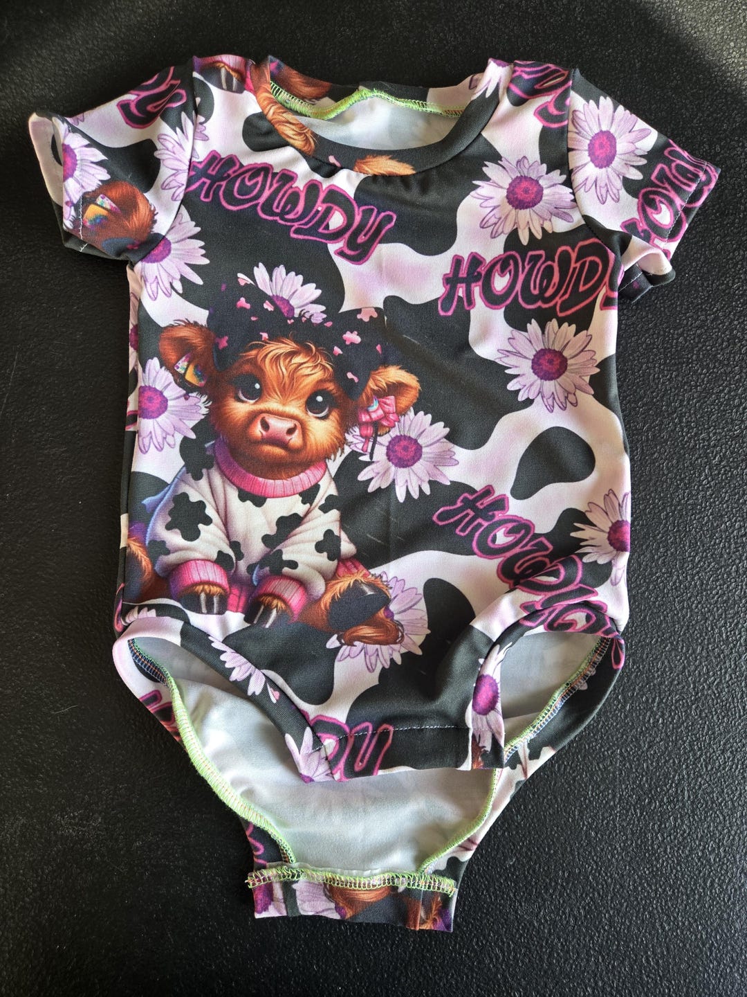 Hot Pink Cow Print With Daises Baby Bodysuit Sizes 3 Months 18 Months ...