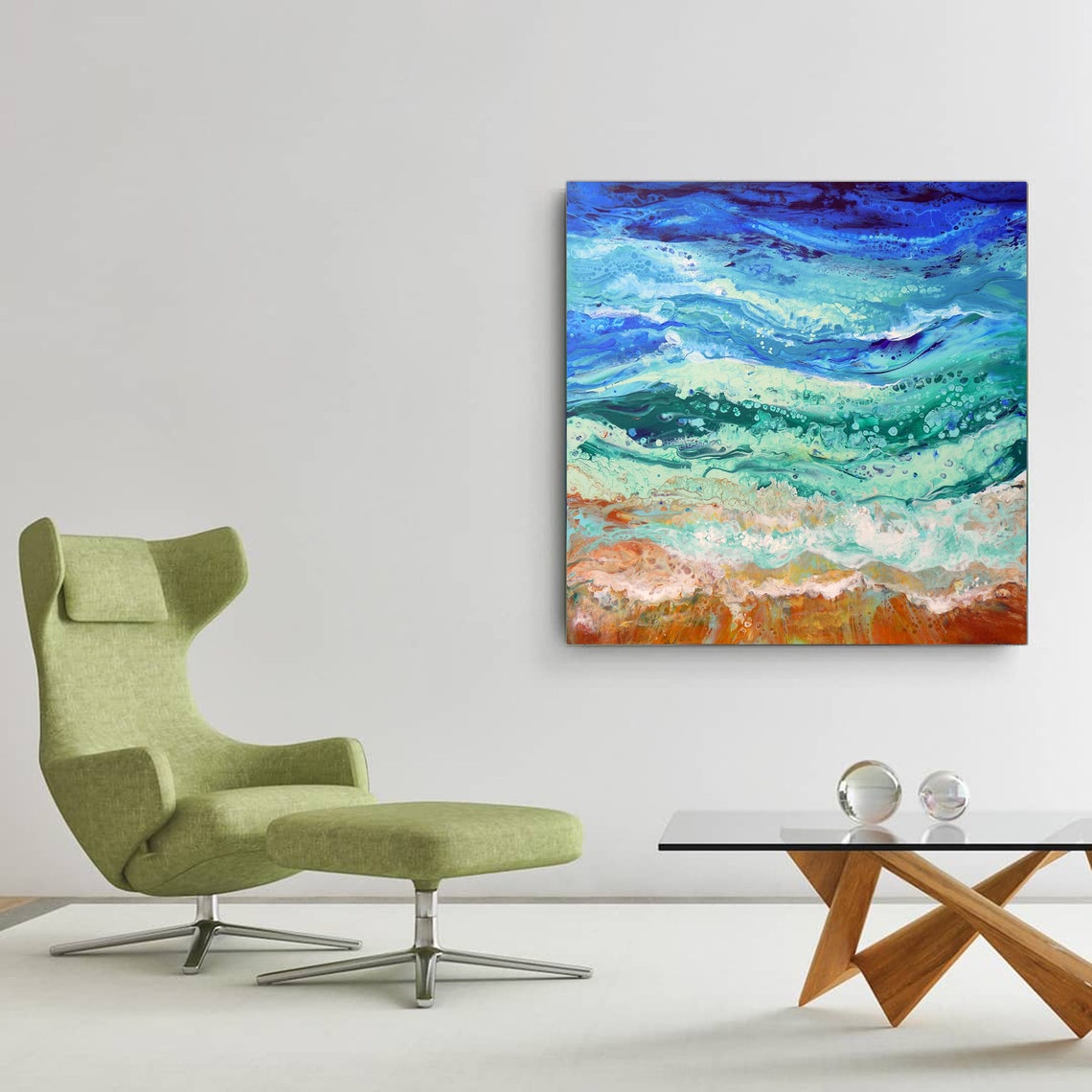 Large Modern Abstract Seascape Ocean Sea Waves Modern - Etsy