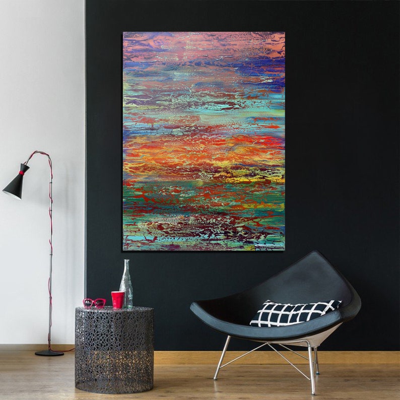 Colorful Abstract Modern Artwork Original Painting Art Canvas One of a ...