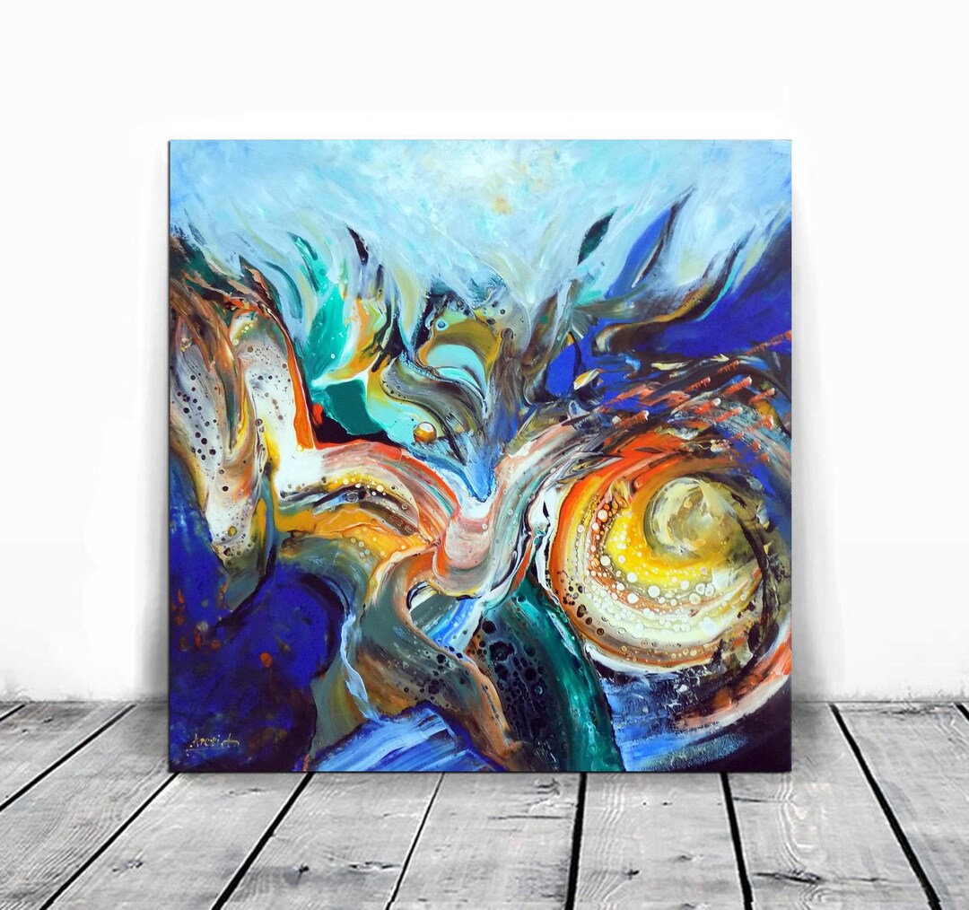 Square Abstract Original Painting, Dreamcatcher One of a Kind Artwork ...