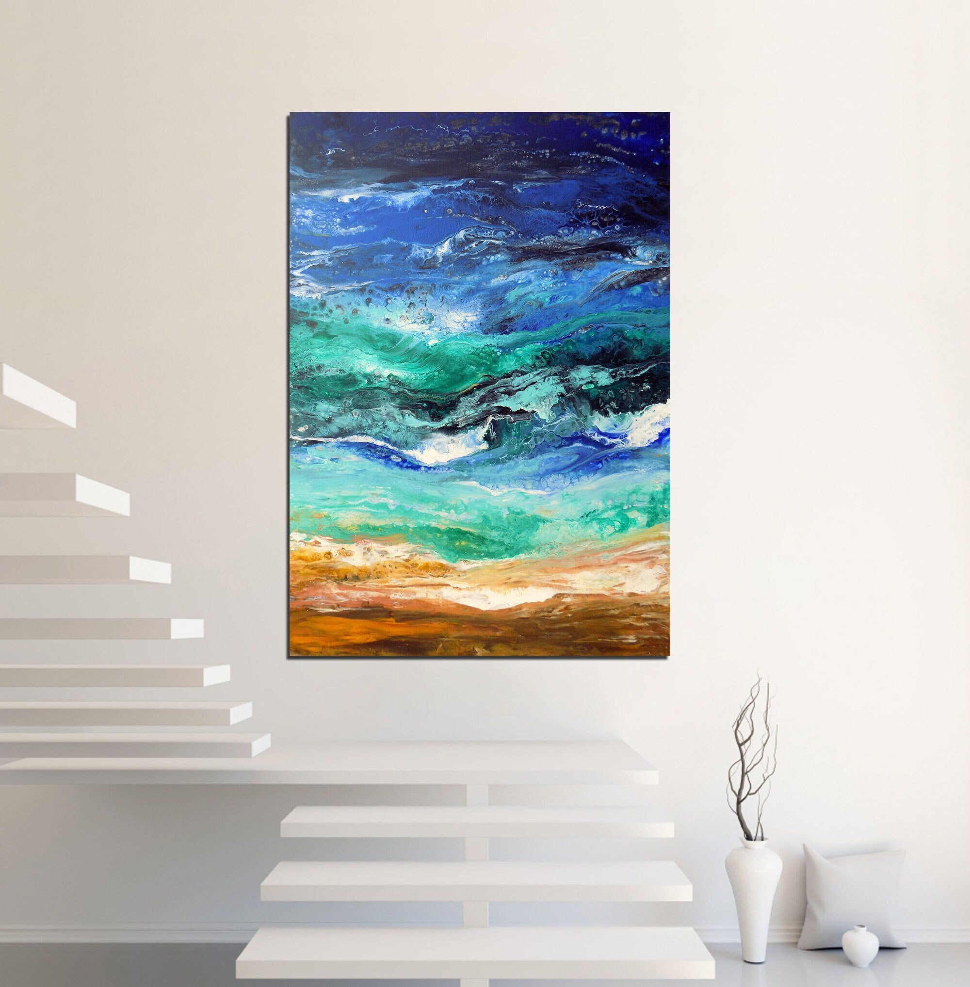 Abstract Seascape, Ocean Sea Waves Modern Contemporary Original ...