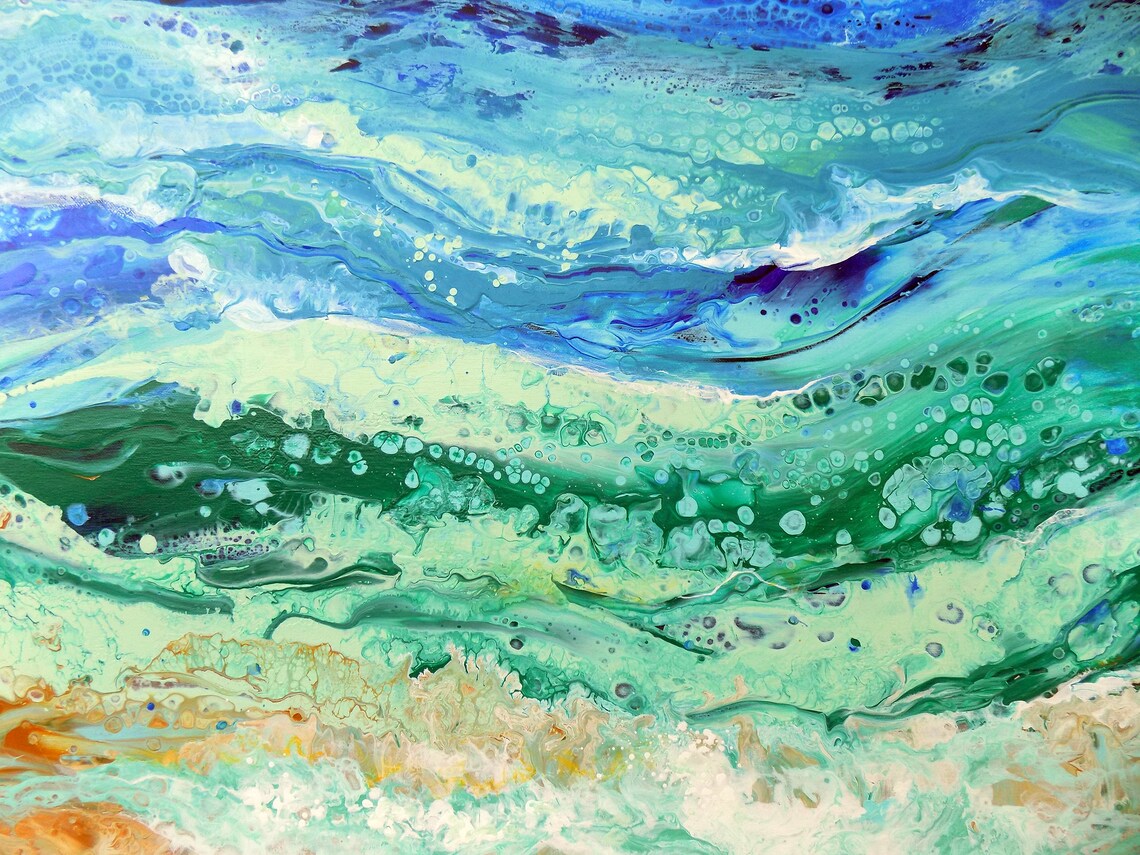 Large Modern Abstract Seascape Ocean Sea Waves Modern - Etsy