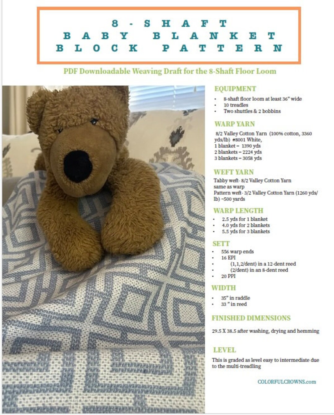 8-shaft Digital Baby Blanket Weaving Pattern - Etsy