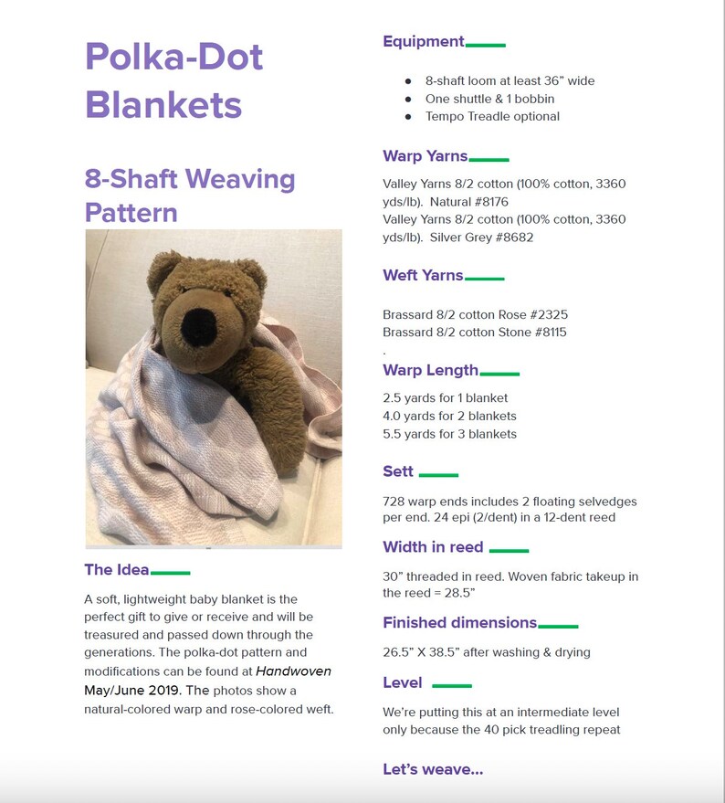 Polka Dot Blanket 8-shaft Weaving Draft PDF - Etsy