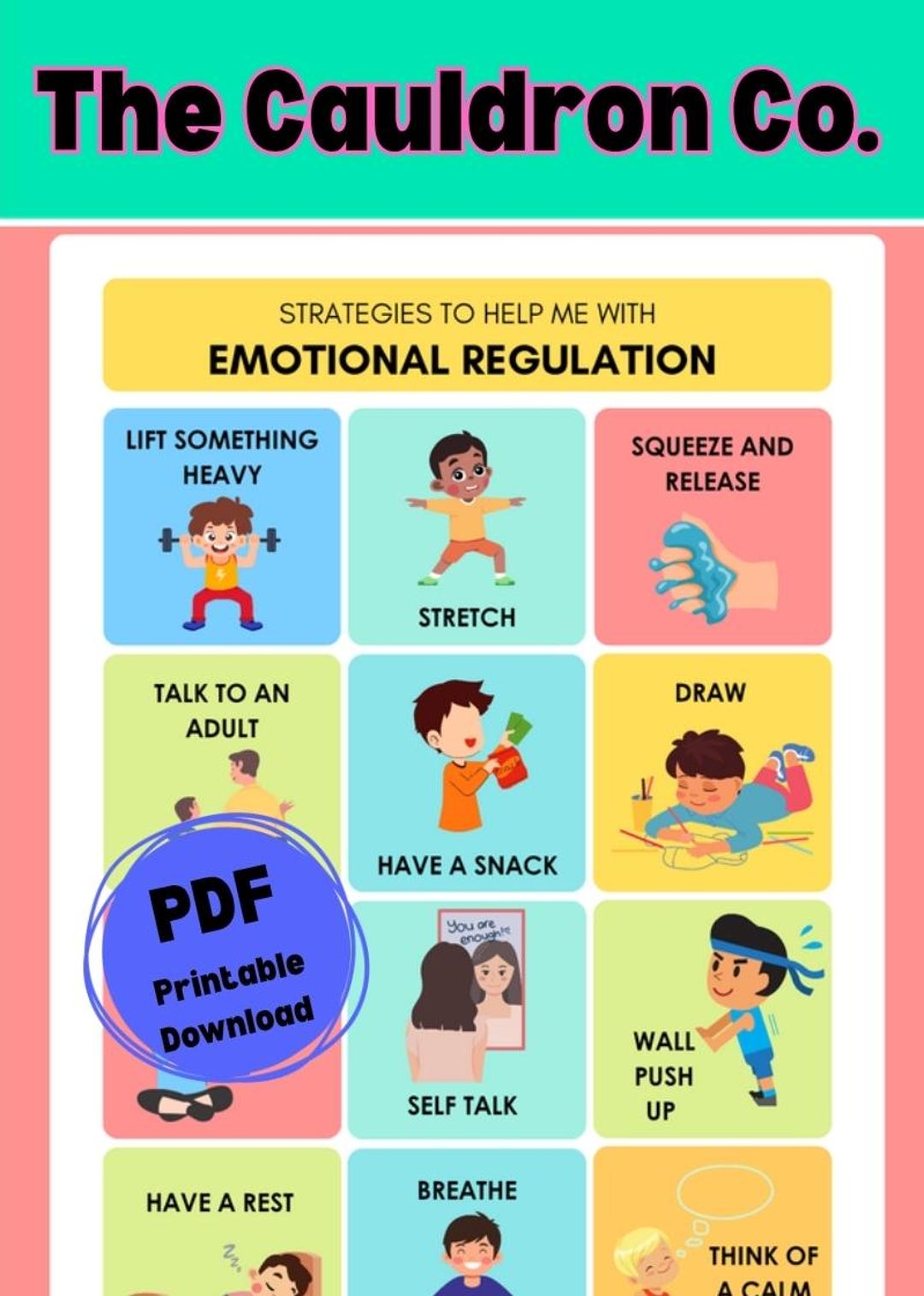 8 Children's Emotion Regulation Printable Poster Pack. Breathing ...