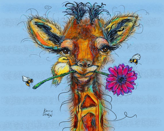 Giraffe Painting Giraffe Wall Art Whimsical Kids Room - Etsy