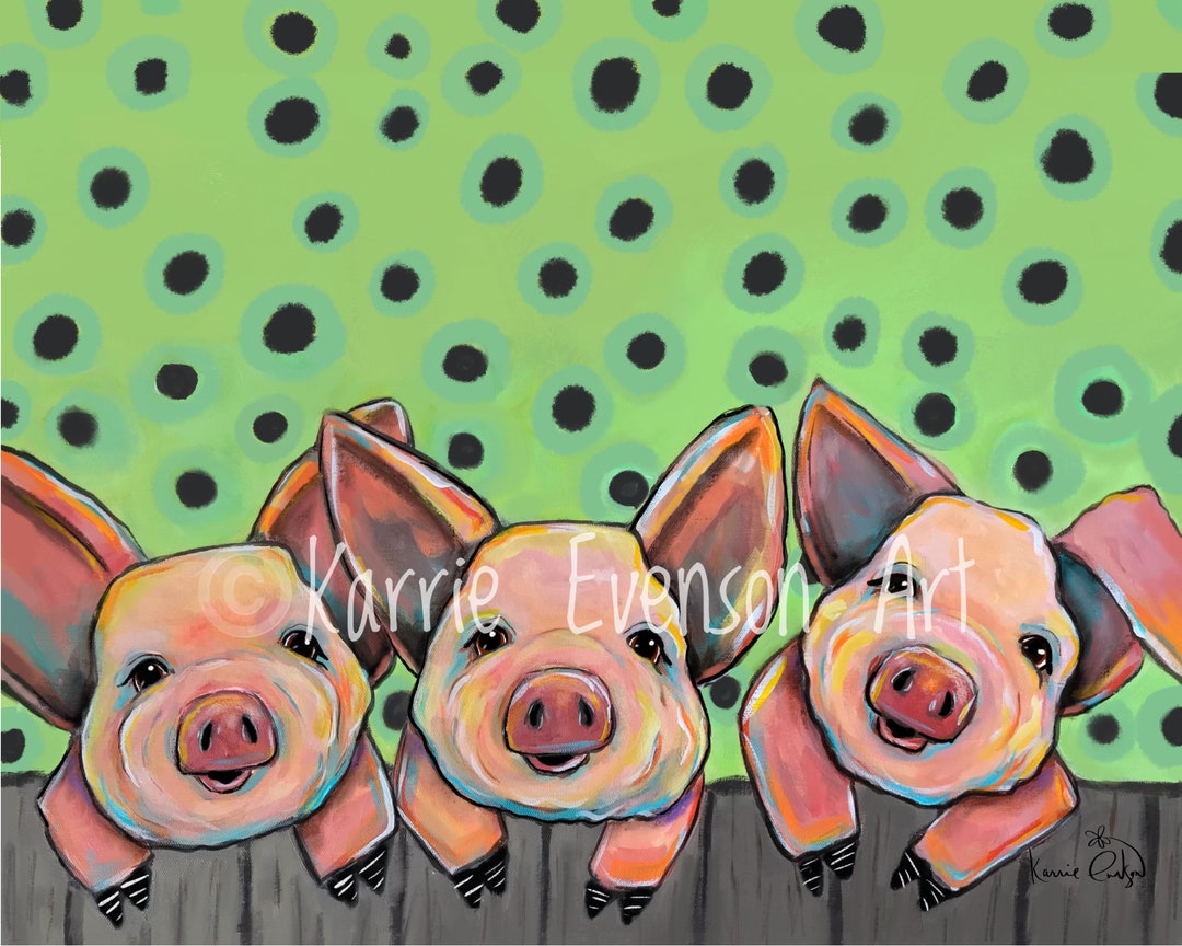 Piglets Painting| Pigs | Barn Decor| Farmhouse Art| Whimsical Art| Art ...
