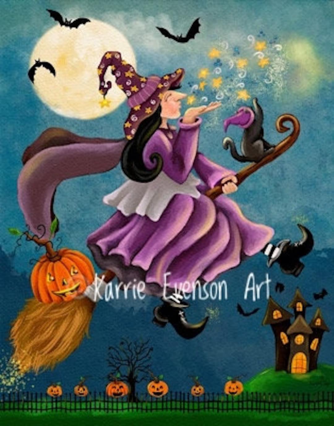 Witch/ Witch in Broom/ Halloween - Etsy